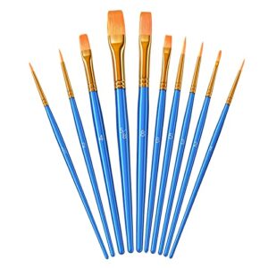 paint brush set, heartybay 10pcs paint brushes for acrylic painting, water color paintbrushes for kids, easter egg painting brush, face paint brush for halloween, round pointed tip detail small brush