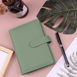 LXWHYP A6 Budget Binder with Cash Envelopes, Cash Saving Book Budgeting Planne PU Leather Notebook Binder with 12 PCS A6 Binder Pockets-Green Cash Stuffing Folder Envelope System