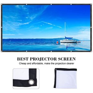 100 Inch Front and Rear Projector Screen & Cosmetics Bag Bundle, Hangable Outdoor Movie Screen with Hooks, Ropes, Portable Indoor & Outside Video Projection Screen