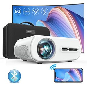 projector with 5g wifi and bluetooth: 460 ansi outdoor projector-4k support 15000l 400″ native 1080p onoayo, ±50°4d auto-v keystone & zoom sealed home movie portable mini projector for phone, pc