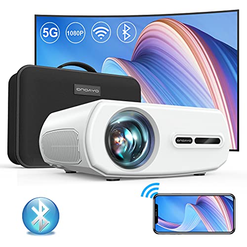 Projector with 5G WiFi and Bluetooth: 460 ANSI Outdoor Projector-4K Support 15000L 400" Native 1080P ONOAYO, ±50°4D Auto-V Keystone & Zoom Sealed Home Movie Portable Mini Projector for Phone, PC