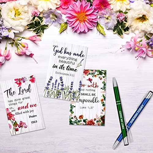 24 Pcs Verse Bible Pens Bible Notebook Bible Gifts Set Spiritual Journal for Women Floral Journal for Notebook Inspirational Bible Gifts for Women Man (Bible)