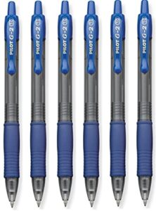 pilot g2 retractable premium gel ink roller ball pens bold pt (1.) blue ; retractable, refillable & premium comfort grip; smooth lines to the end of the page, america’s #1 selling pen brand, pack of 6