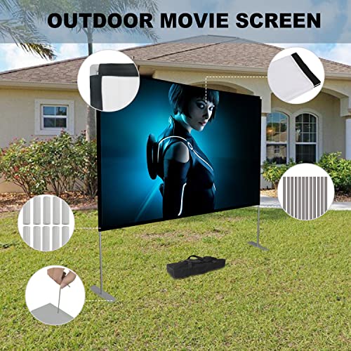 Projector Screen with Stand 80 inch Portable Projection Screen 16:9 4K HD Projections Movies Screen with Carry Bag for Indoor Outdoor Home Theater Backyard Cinema Travel