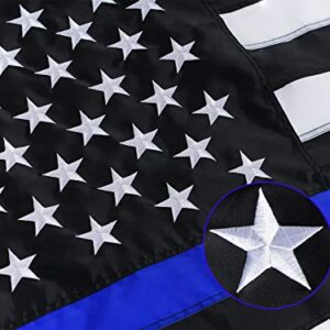 Homissor Thin Blue Line Flags 3x5 Outdoor Made in USA - Embroidered Stars Police Flag, Heavy Duty Back The Blue Flag Stripe Blue Line Lives Matter Flags Banner with 2 Brass Grommets