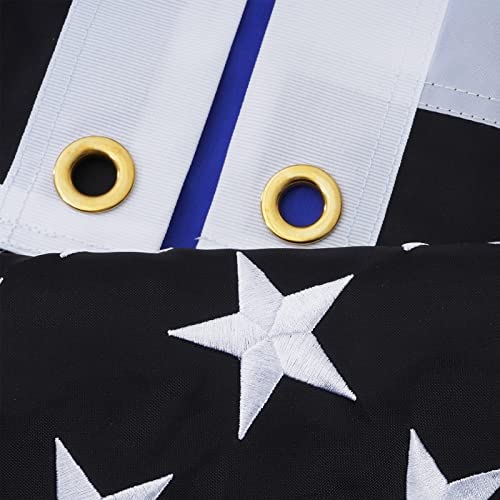 Homissor Thin Blue Line Flags 3x5 Outdoor Made in USA - Embroidered Stars Police Flag, Heavy Duty Back The Blue Flag Stripe Blue Line Lives Matter Flags Banner with 2 Brass Grommets