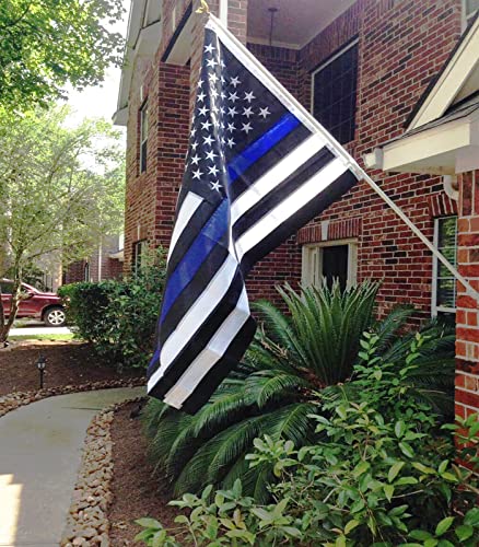 Homissor Thin Blue Line Flags 3x5 Outdoor Made in USA - Embroidered Stars Police Flag, Heavy Duty Back The Blue Flag Stripe Blue Line Lives Matter Flags Banner with 2 Brass Grommets