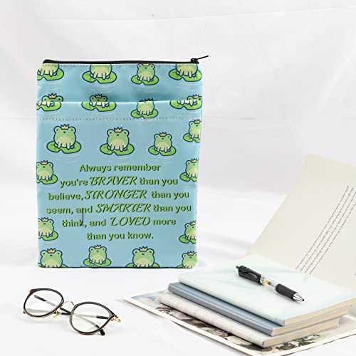 WSNANG Frog Gifts Frog Book Sleeve with Zipper Frog Book Protector Pouch Sleeve Book Cover for Paperback Frog Lovers Gift Frogs Inspirational Gift (Frog BS)