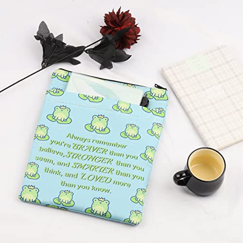 WSNANG Frog Gifts Frog Book Sleeve with Zipper Frog Book Protector Pouch Sleeve Book Cover for Paperback Frog Lovers Gift Frogs Inspirational Gift (Frog BS)