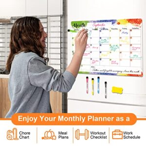 Magnetic Calendar for Fridge 17 x 12 Inches Fridge Calendar Dry Erase Magnetic Monthly Magnetic Calendar with 5 Colored Fine-Tip Markers and Eraser