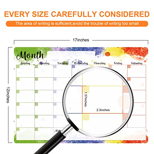 Magnetic Calendar for Fridge 17 x 12 Inches Fridge Calendar Dry Erase Magnetic Monthly Magnetic Calendar with 5 Colored Fine-Tip Markers and Eraser