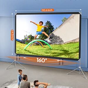 Projector Screen and Stand - Velcolt Portable Video Projection Screen 120 inch, 16:9 4K HD Rear Front Foldable Outdoor Movie Screen with Carry Bag for Indoor Outdoor Home Theater Backyard Camping