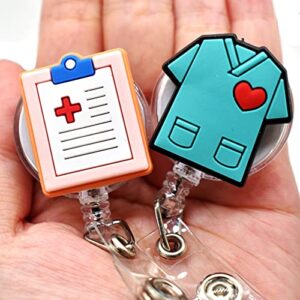 YEALQUE 10 Pack Nurse Badge Reel Holder Retractable Nursing ID Badge Reels Cute for Nurses Doctor Medical Health Hospital Office Worker Gifts(A-10PCS) …