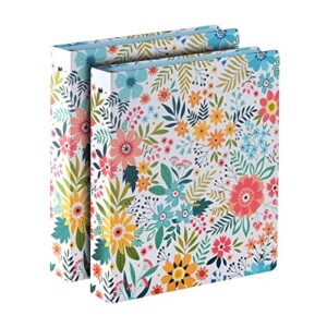 1-inch 3-ring-binder with pockets 1” decorative round ring binders for school holds us letter size 8.5” x 11” 200 sheets for office/home/back to school, 2 pack