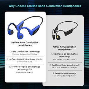 LonFine Bone Conduction Headphones, [2022 Upgraded] Open Ear Headphones Wireless Bluetooth 5.0 Headphones, IPX5 Waterproof Sport Headphones with Mic for Running, Workout, Hiking, Cycling, Driving