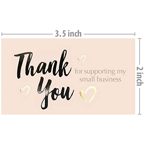 Easykart 120 Thank You For Supporting My Small Business Cards , Gold Foil Business Card Size 3.5" x2", Thank You Cards for Online Retail Shop , Small Business , Customer Package Inserts