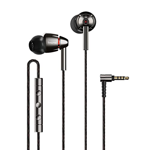 1MORE Quad Driver in-Ear Earphones Hi-Res High Fidelity Headphones Warm Bass, Spacious Reproduction, High Resolution, Mic in-Line Remote Smartphones/PC/Tablet - Silver/Gray