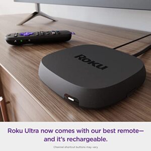 Roku Ultra 2022 4K/HDR/Dolby Vision Streaming Device and Roku Voice Remote Pro with Rechargeable Battery, Hands-Free Voice Controls, Lost Remote Finder, and Private Listening