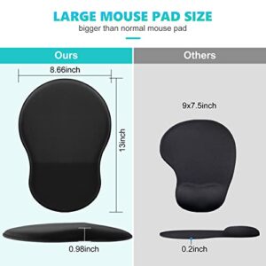 MOLMO Mouse Pad Wrist Support, Ergonomic Mouse Pad with Wrist Rest, Pain Relief Mousepad with Non-Slip Rubber Base, Comfortable Memory Foam Mouse Mat for Office &Home (Black)