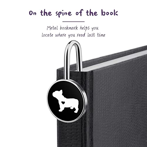 French Bulldog Heart Metal Bookmark Vintage Silver Book Marker Clip Unique Christmas Teacher Birthday Gifts 1"