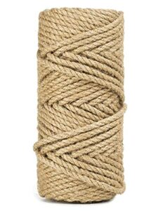 100 feet 5mm jute twine, heavy duty jute rope, natural hemp rope for diy arts crafts, gardening, bundling，home decorating, cat scratching post