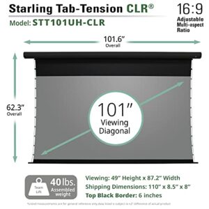 Elite Screens Starling Tab-Tension CLR, 101" Diag. 16:9, Ultra-Short Throw Ceiling Ambient Light Rejecting (CLR/ALR) Electric Wall/Ceiling Retractable Projector Screen, Black Casing, STT101UH-CLR