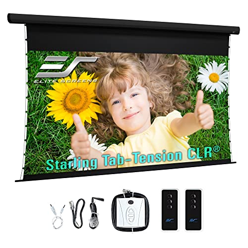 Elite Screens Starling Tab-Tension CLR, 101" Diag. 16:9, Ultra-Short Throw Ceiling Ambient Light Rejecting (CLR/ALR) Electric Wall/Ceiling Retractable Projector Screen, Black Casing, STT101UH-CLR