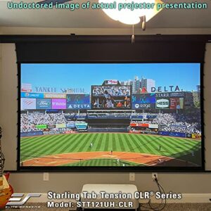 Elite Screens Starling Tab-Tension CLR, 101" Diag. 16:9, Ultra-Short Throw Ceiling Ambient Light Rejecting (CLR/ALR) Electric Wall/Ceiling Retractable Projector Screen, Black Casing, STT101UH-CLR