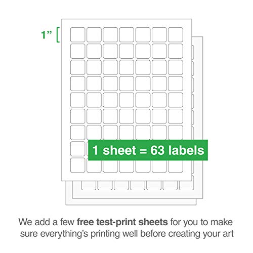 ChromaLabel 1 x 1 Inch Printable Labels, Compatible with Laser and Inkjet Printers, 1575 Stickers per Pack, 25 Sheets, White