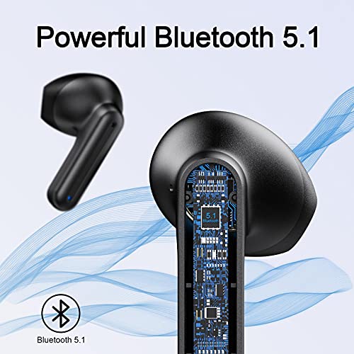 Geryst Wireless Earbud, 5.1 Bluetoth Earbud in-Ear Stereo Mini Headphone, Bluetoth Headphones with Mic for Clear Calls, 6H Single Play Time, IP7 Waterproof Wireless Earphones with USB-C Charging Case