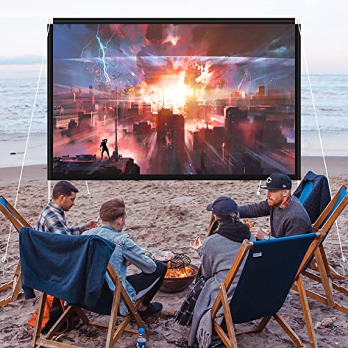 Deeteck Projector Screen and Stand - Outdoor Projector Screen 120 Inch 16:9 Projector Screen with Stand - Portable Movie Screen Projection Screen for Outside Backyard Home Camping