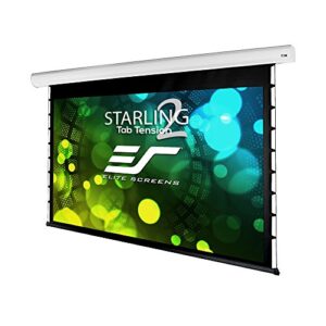 elite screens starling tab-tension 2, 100″ 16:9, 12″ drop, tensioned electric motorized projector screen, stt100xwh2-e12