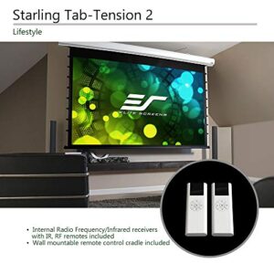 Elite Screens Starling Tab-Tension 2, 100" 16:9, 12" Drop, Tensioned Electric Motorized Projector Screen, STT100XWH2-E12