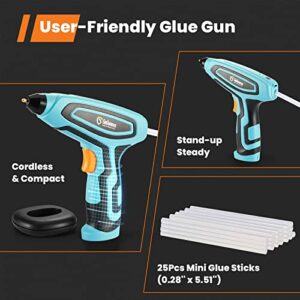 Cordless Dripless Glue Gun, GoGonova Auto Gluing Out 15s Fast Preheating Glue Gun, 5Ah USB-C Rechargeable Hot Glue Gun Kit with 25 Pcs Premium Mini Glue Sticks, Smart Power-Off