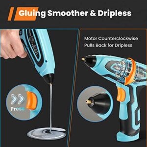 Cordless Dripless Glue Gun, GoGonova Auto Gluing Out 15s Fast Preheating Glue Gun, 5Ah USB-C Rechargeable Hot Glue Gun Kit with 25 Pcs Premium Mini Glue Sticks, Smart Power-Off