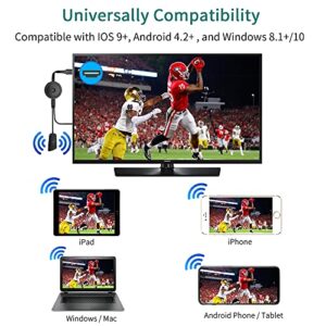 4K Wireless HDMI Display Dongle Adapter 1080P, WiFi Streaming Movies, Shows, and Live TV Receiver from iPhone, iPad, Android, Tablet, Window to HDTV/Monitor/Projector, Miracast, Airplay, DLNA, Chrome