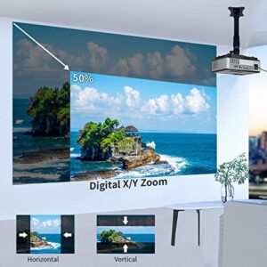 Portable Video Projector with WiFi&Bluetooth, Mini HD Outdoor Movie Projector with Airplay Mirroring & Speaker for Smart Phone, LED Home Theater Projector with Android OS/HDMI/USB for TV Stick DVD PC