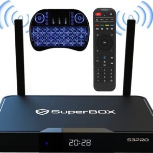 Super Box S3 PRO, S3pro 2023, Combo Bundle, 2 HDMI, 1 Voice and 1 Full Keyboard Remote, (Comes with Easy Detailed Install Instructions, Great Customer Support)