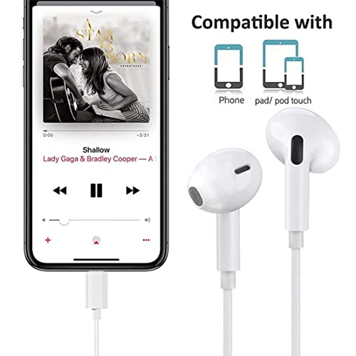 2 Pack iPhone Earbuds Wired Lightning Headphones Noise Isolating (Built-in Microphone & Volume Control)[MFi Certified] Wired in-Ear Earphones Compatible with iPhone 13 Pro Max/12/11/XS/X/7/8 -All iOS