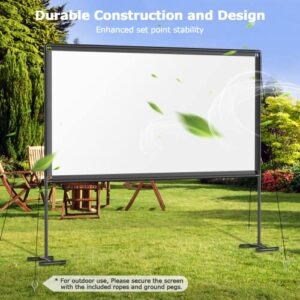 YOWHICK Projector Screen with Stand 120 inch Outdoor Indoor Projection Screen, Foldable Portable HD 4K Double Sided Projection Screen with Carry Bag and Sturdy Frame