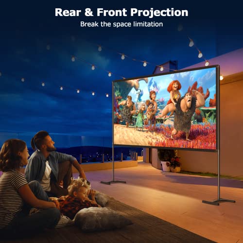 YOWHICK Projector Screen with Stand 120 inch Outdoor Indoor Projection Screen, Foldable Portable HD 4K Double Sided Projection Screen with Carry Bag and Sturdy Frame