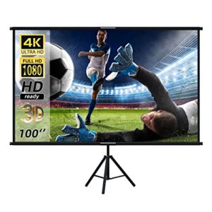 projector screen with stand,lejiada 100 inch indoor outdoor projection screen, portable 16:9 4k hd movie screen with carry bag wrinkle-free design for