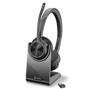 Poly Voyager 4320 UC Wireless Headset & Charge Stand (Plantronics) - Stereo Headphones w/Noise-Canceling Boom Mic - Connect PC/Mac/Mobile via Bluetooth - Microsoft Teams Certified - Amazon Exclusive