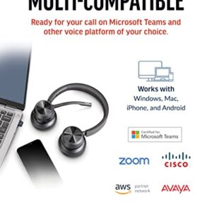 Poly Voyager 4320 UC Wireless Headset & Charge Stand (Plantronics) - Stereo Headphones w/Noise-Canceling Boom Mic - Connect PC/Mac/Mobile via Bluetooth - Microsoft Teams Certified - Amazon Exclusive