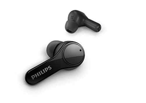 Philips T3217 True Wireless Headphones with Dual-mic Environmental Noise Cancellation for Clear Calls and IPX5 Water Resistance, Black (TAT3217BK/00)