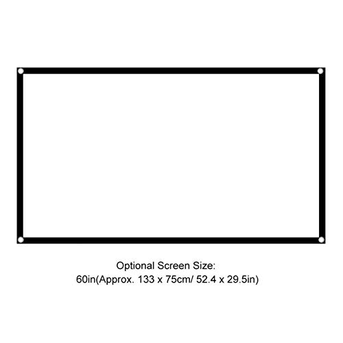 60-150 Inch Portable Projector Screen, Foldable 16:9 HD Non-Crease Polyester Projection Movies Screen Curtain for Indoor Outdoor Film Home Theater Office/Camping/Party(60")