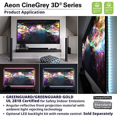 Elite Screens Edge Free Ambient Light Rejecting Fixed Frame Projection Projector Screen, Aeon CineGrey 3D Series, 138-inch 2.35:1 for Home Theater, Movie and Office Presentations AR138C3D-WIDE, Black