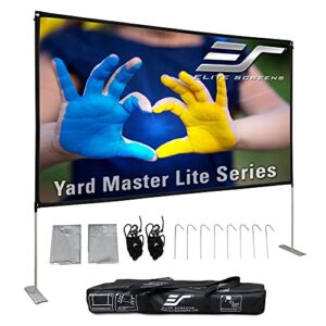 elite screens yard master lite, 125-inch outdoor projector screen 16:9 double sided wrinkle-free foldable portable indoor movie projection screen, | us based company 2-year warranty,oms125hlite