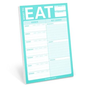 knock knock what to eat pad (mint green), magnetic meal planning note pad with magnet, 6 x 9-inches