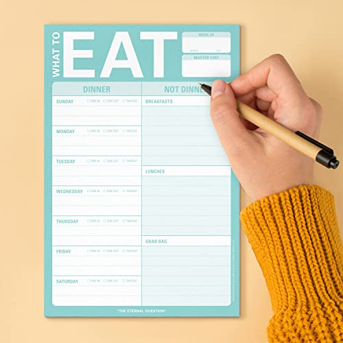 Knock Knock What to Eat Pad (Mint Green), Magnetic Meal Planning Note Pad with Magnet, 6 x 9-inches